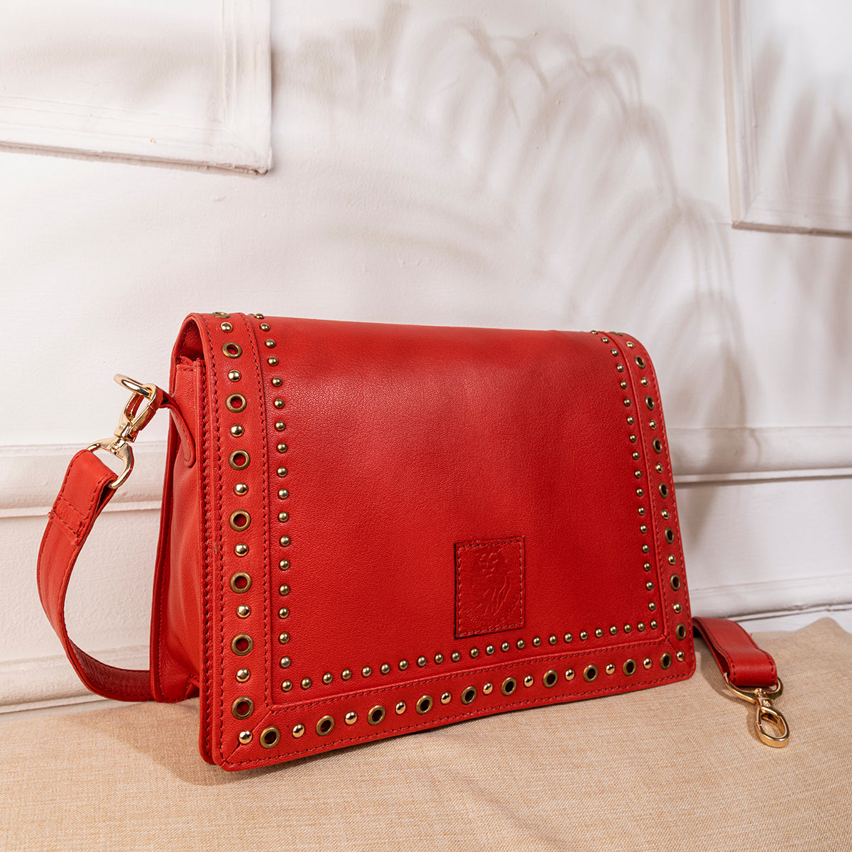 Buy Leather Urban Red Sling Bag With Detachable Strap Online for Women